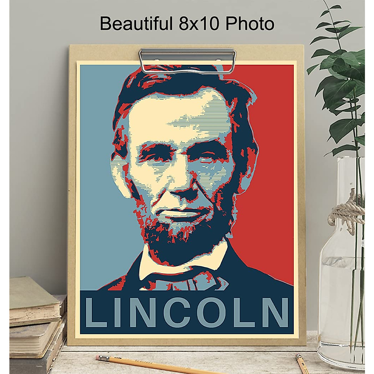 Abraham Lincoln Poster - Abe Lincoln Patriotic Wall Decor for Office, Home, Living Room, Den - Abraham Lincoln Gifts for Patriots, Republicans, Conservatives, Democrats, Liberals - USA US Wall Art