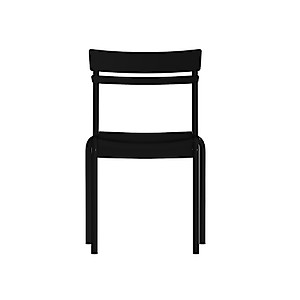 Flash Furniture Nash Commercial Grade Steel Stack Chair, Indoor-Outdoor Armless Chair with 2 Slat Back, Set of 4, Black