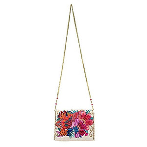 Mary Frances Centerpiece, White Floral Crossbody Clutch Handbag