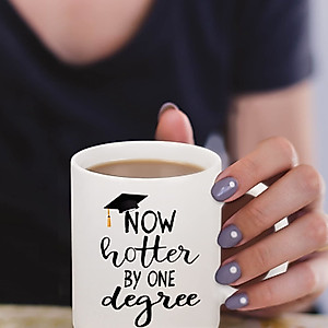 Cabtnca Graduation Gifts for Him Her, Now Hotter by One Degree Mug, Gifts for College High School Graduates, Men's Female College High School Graduation Gifts for Friends, 11 Oz White