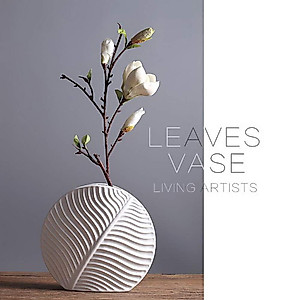 Kepfire Modern Elegant White Ceramic Vase Home Office Living Room Bathroom Wedding Party Dinning Stoneware Craft Table Decoration for Grow Plant Insert Artificial Florals - Big