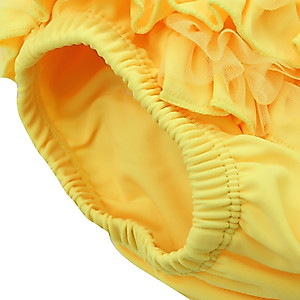 Bebone Baby Girls Lace Bowknot Strap Bikini with Hat (Yellow, 6-12M)