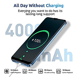 Xgody X18 4G Unlocked Phones, 6.3 Inch IPS Screen Smartphones, Android 10 OS Dual SIM Cheap Cell Phone, Quad Core 2GB+16GB, Dual 5MP+8MP Camera, 4000mAh Battery, Face ID Smart Phone (Blue)