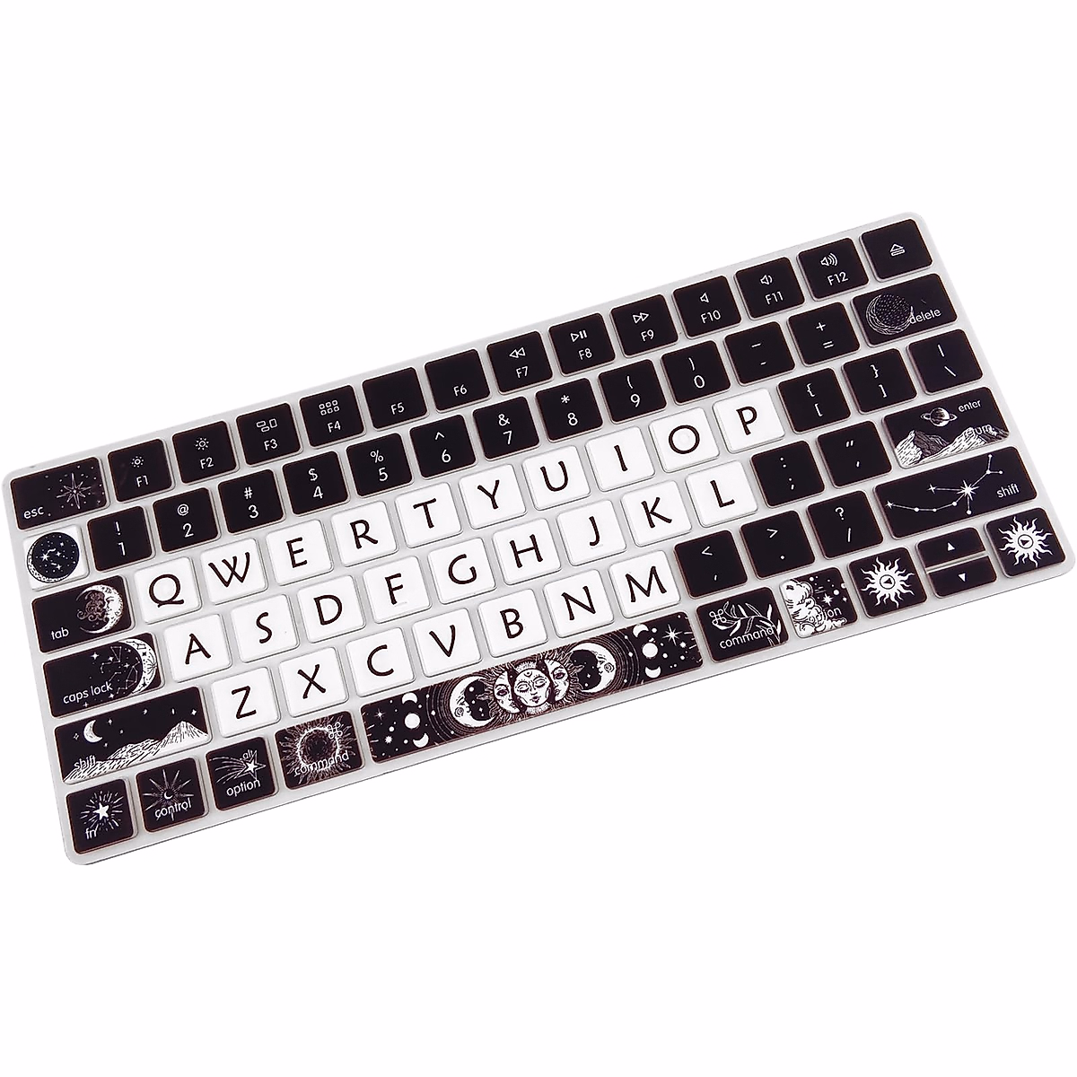 Cute Keyboard Cover Skin for Apple iMac Magic Keyboard 2nd Gen (Model: A1644) Without Numeric Keypad, Silicone Protective Skin, Sun and Moon