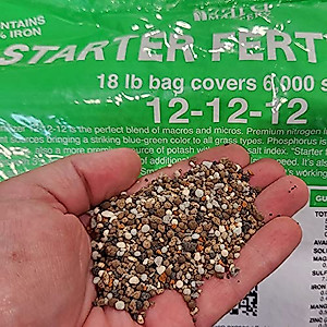 12-12-12 Starter Fertilizer with 3% Iron and Bio-Nite - 45lbs Covers 15,000 Square Feet Granular Lawn Fertilizer 12% Ammonium Sulfate, 12% Phosphorous, 12% Potassium with Micronutrients