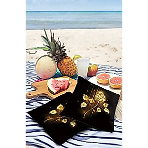 Pack of 2 Outdoor Waterproof Throw Pillow Covers Golden Rose Decorative Garden Cushion Cases for Patio Couch Sofa, Home Decoration 18x18 in