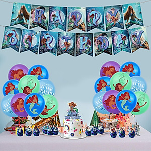 Black Mermaid Ariel Birthday Party Supplies,Little Mermaid Birthday Party Decorations