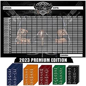 Fantasy Football Draft Board 2023 Kit - 6 Feet x 4 Feet / 5 Feet x 3 Feet Board with 14 Teams 20 Rounds & 650+ Player Sticker Labels