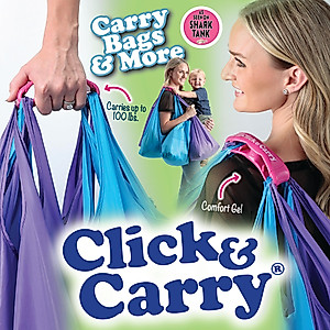 Click & Carry Grocery Bag Carrier as seen on Shark Tank with Soft Cushion Grip (Black, Single) | Hands Free Grocery Bag Carrier | Plastic Bag Holder | Sports Gear Carrier | Click and Carry with Ease