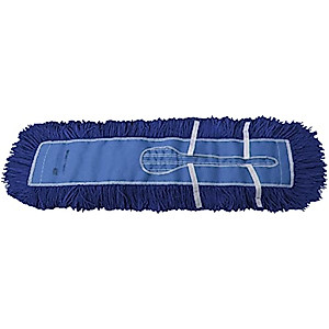 ProGrade Dry Mop Kit with Industrial-Quality Twisted Closed Loop Mop Head - Heavy-Duty Steel Frame, Wood Handle - Blue 48 Inch