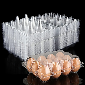 40 Pack Egg Cartons Cheap Bulk, Reusable Plastic Egg Cartons for Chicken Eggs, 1 Dozen Holds up to 12 Eggs, Clear Empty Reusable Egg Carton for Home Ranch Chicken Farm, Business Market Display