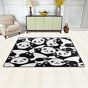 WOZO Cute Panda Animal Area Rug Rugs Non-Slip Floor Mat Doormats Living Dining Room Bedroom Dorm 60 x 39 inches inches Home Decor