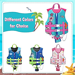 HeySplash Swim Vest for Kids, Child Size Watersports Kids Swim Vest Toddler Floatie Trainer Vest with Survival Whistle, Easy on and Off, Large, Lake Blue (Fit 55-77 lb)