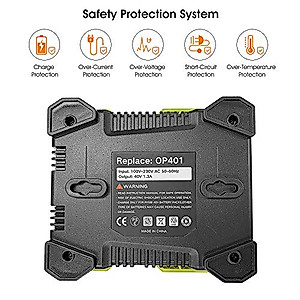 OP401 Replacement for ryobi 40v Charger Lithium-Ion OP401 Charger Compatible with Ryobi 40Volt Lithium-Ion Battery Charger for Ryobi OP4026 OP40201 OP4040 OP40401 OP4050 OP4050A OP40501 OP40601