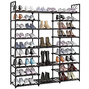 YOUDENOVA Shoe Rack Organizer, for up to 50 Pairs of Shoes, Vertical Large Shoe Rack with Removable, Water, Dust & Oil Resistant Shelves, Stackable Shoe Rack for Boot & Shoe Storage, Black
