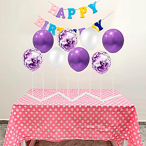 ZJDHPTY Balloon Stand with 10 Pcs Purple and White Balloons, Centerpiece Table Decorations for Birthday Bridal Shower Engagement Wedding Mother's Day New Years Decorations 2025 (Purple White 4pack)