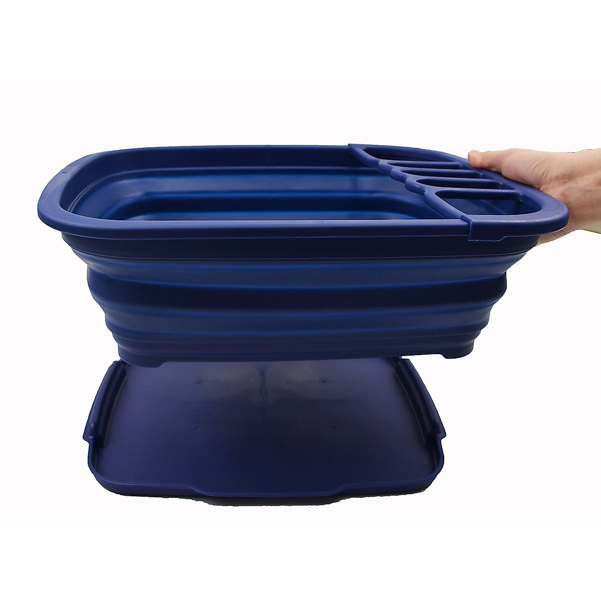 SAMMART 8L (2.11Gallons) Collapsible Dish Drainer with Drainer Board - Foldable Drying Rack Set - Portable Dinnerware Organizer - Space Saving Kitchen Storage Tray (Royal Blue, 1)