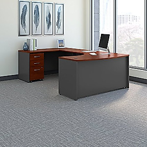 Bush Business Furniture Series C 60W Left Handed Bow Front U Shaped Desk with Mobile File Cabinet in Hansen Cherry