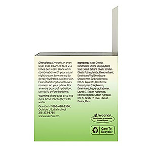 Aveeno Positively Radiant Overnight Hydrating Facial Moisturizer with Soy Extract and Hyaluronic Acid, Oil-Free and Non-Comedogenic, 1.7 oz