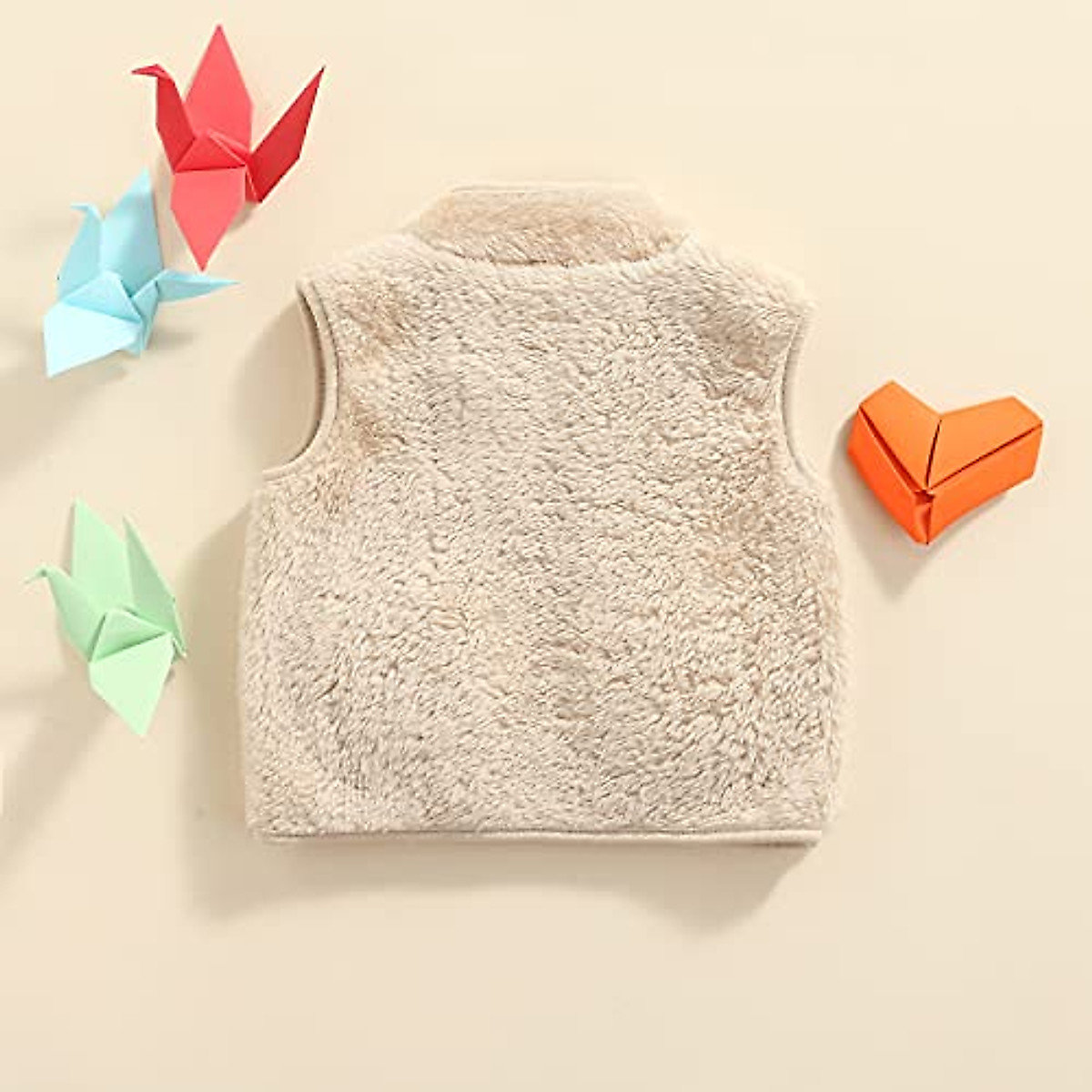 Tiacham Toddler Baby Girl Boy Vest Fall Winter Clothes Sherpa Waistcoat Sleeveless Outerwear Kids Jacket (White, 18-24 Months)