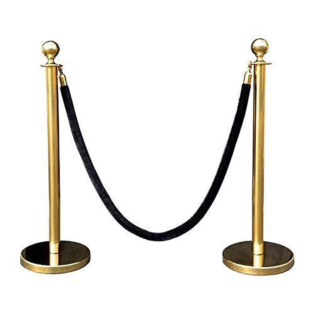 YaeKoo 2 Pack of Velvet Stanchion Rope 4.9 Feet with Stainless Steel Hooks,Crowd Control Stanchion Post Queue Line Barrier Velvet Hanging Ropes for Movie Theaters,Grand Openings,Hotels-Black