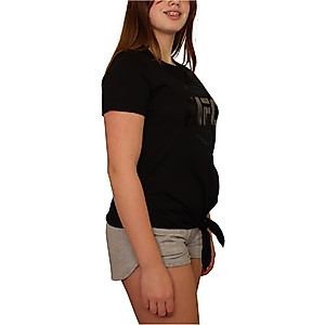 Reebok Womens Tie Front Graphic T-Shirt, Black, Medium