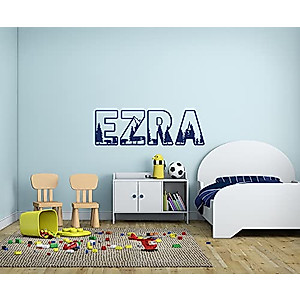 Forest Bear Custom Name Vinyl Wall Decal Sticker Art for Boys and Girls, Mountain Trees Woodland Theme Bedroom and Nursery Room Decor for Kids