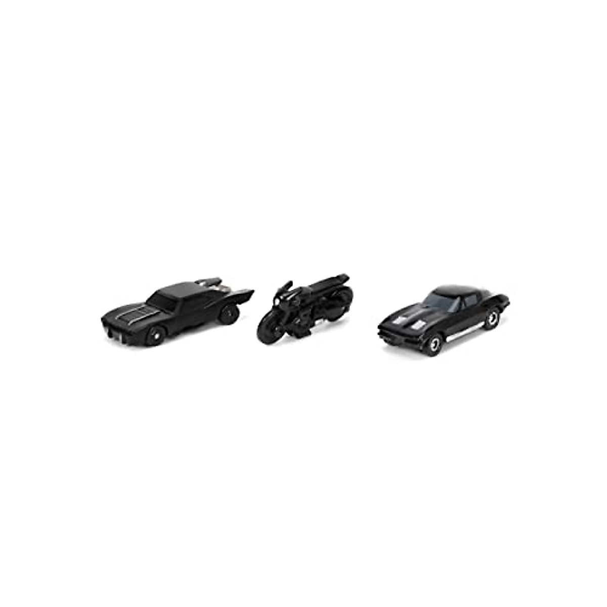 Jada Toys The Batman 1.65" Scale Nano Hollywood Rides: Batmobile, Batcycle, Chevy Corvette Die-Cast Vehicles (32043)