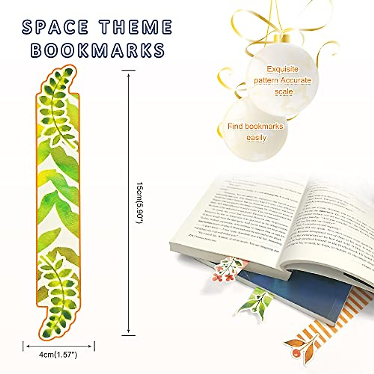 Wocoxo Natural Style Paper Bookmarks, 30 Pcs Page Marks Perfect for Any Book, Practical Students Reading Office Stationery Supplies (Plants)