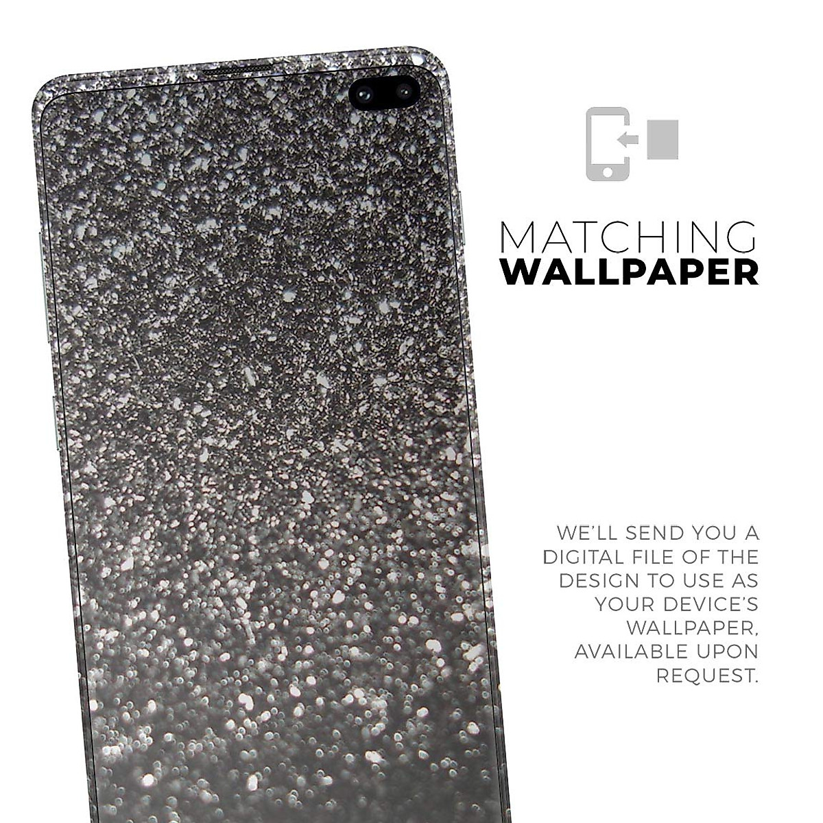 DesignSkinz Black Unfocused Sparkle Protective Vinyl Decal Wrap Skin Cover Compatible with The Samsung Galaxy S20 (Screen Trim & Back Glass Skin)