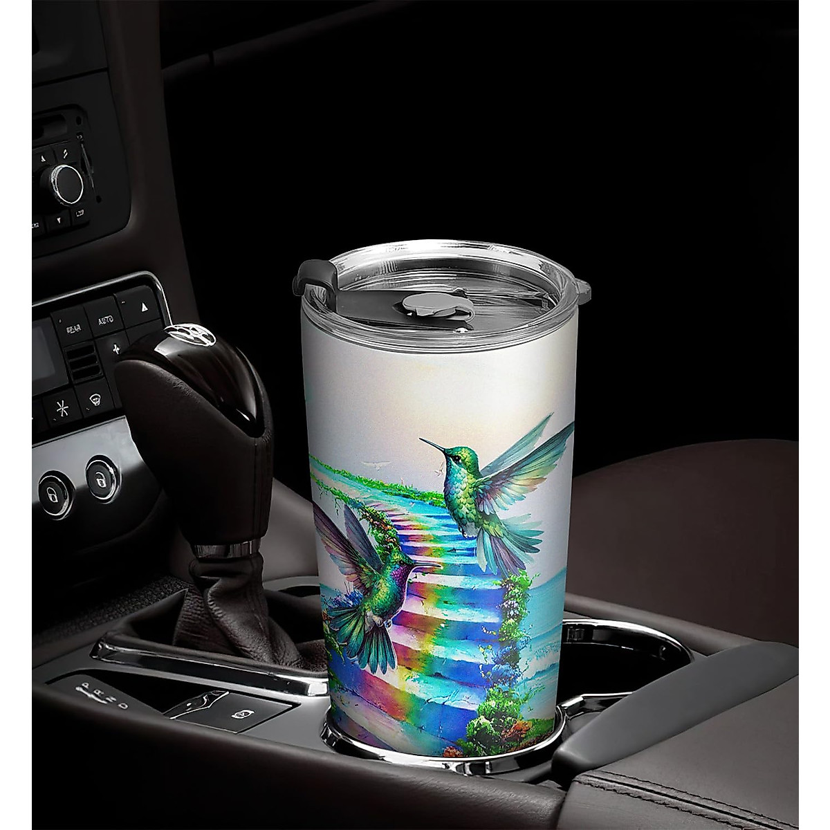 20oz Faith Hummingbird Tumbler, Memorial Heaven Stairway Hold You in my Heart, Coffee Thermos for Women, Stainless Steel Double Wall Vacuum Insulated Coffee Mug, Travel Cup with Lid