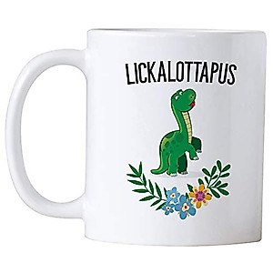 Funny Lesbian Gifts. Lickalottapus 11 ounce LGBT Coffee Mug. Gift Idea for Gay Girlfriend or Friend on Her Birthday or Anniversary. (White)