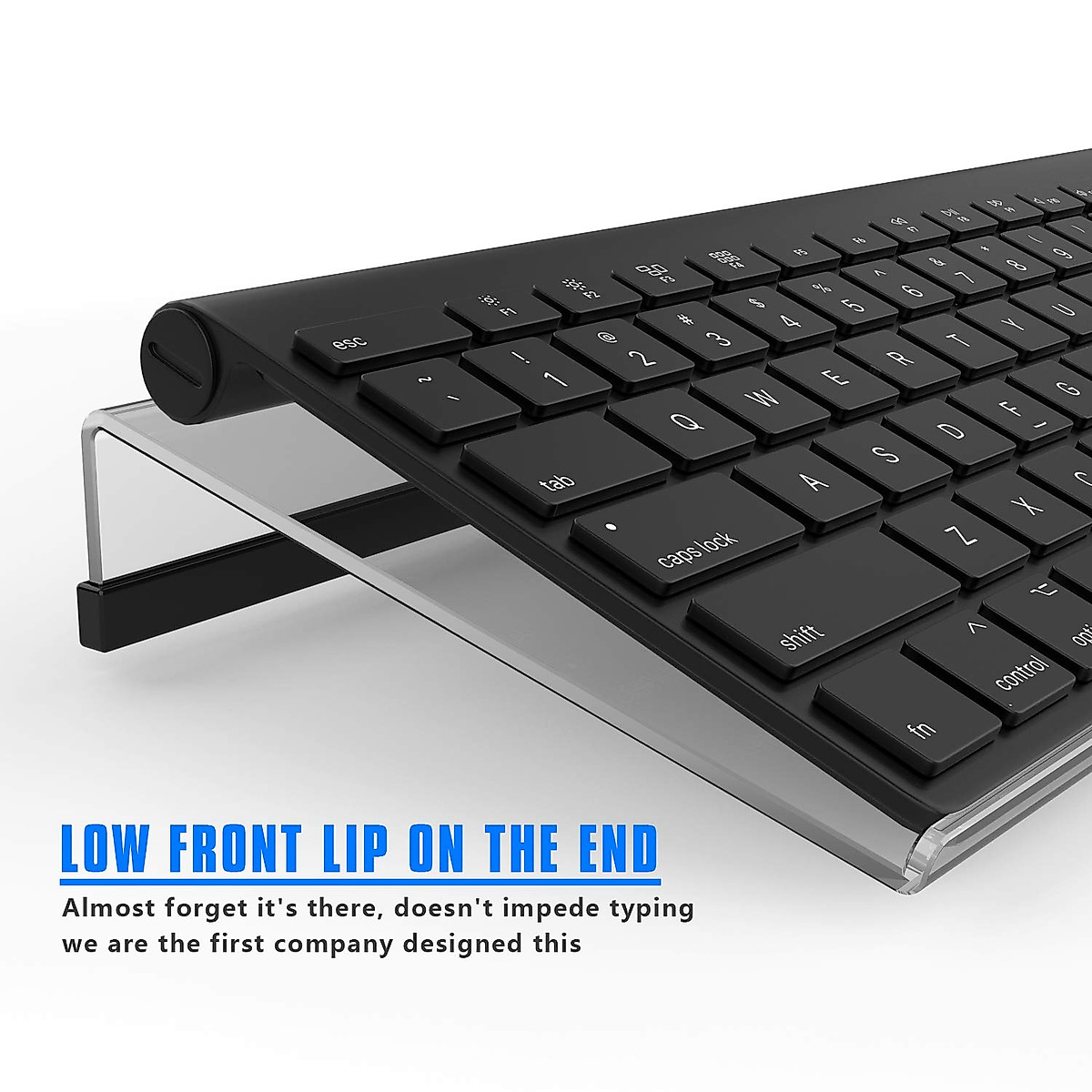 Richboom Acrylic Keyboard Stand for compact Keyboard with 78 keys, Tilted Computer Keyboard Holder with Silicone Strip, Compact, 11.8" Length