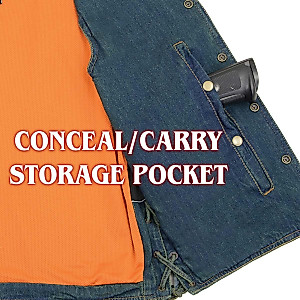 Milwaukee Leather DM1360 Men's Classic Blue Denim Motorcycle Biker Riders Vest w/Adjustable Side Laces - X-Large