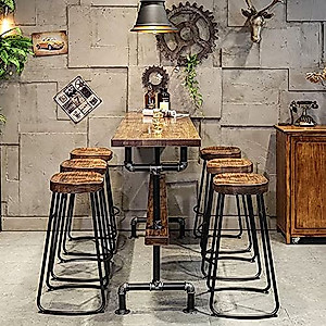 SUSUO Wood Top & Water Pipe Frame Counter Table Industrial 42-inch Height Table Bar Table, Farmhouse Dining Room Kitchen Furniture for Home Decor, 78.7" L x 19.7" W x 41.3" H