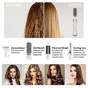 Hair Dryer Brush, Blowout Brush 5 In1 Hair Dryer, One-Step Blow Dryer Brush Volumizing Hair Straightener,3-Step Temperature Adjustment Hot Air Brush, Suitable for Thick Long and Short Hair(White)