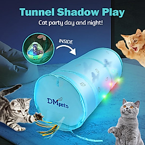 Migipaws Cat Toys, Interactive Cat Toy for Indoor Cats Play Moving Shadow of Butterfly Feather Project on Cat Tunnel, Cardboard Box Toys, Rechargeable