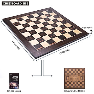 AMEROUS 19 Inches Professional Wooden Tournament Chess Board with 2.0" Squares/Gift Package/Chess Board Only (No Chess Pieces)