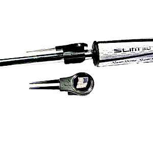 Putter Mounted Divot Tool and Ball Marker - US Flag Blue