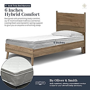 Twin Size Mattress - 6 Inch Cool Comfort Foam & Spring Hybrid Mattress with Breathable Organic Cotton Cover - Quilted Soft Tight Top - Rolled in a Box - Oliver & Smith