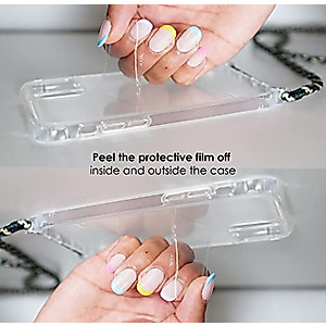 Ecofriendly iPhone 14 and iPhone 13 Pro Crossbody Cord Case Leash Hands-Free Adjustable Strap Landyard Shockproof Resistant Cover (Transparent Militar)