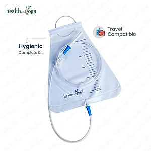 HealthAndYoga™ MovNFlo Super Economical Enema Bag Kit (2 Quart) - 2 pcs - BPA and Latex Free - Foldable and Compact - Travel Compatible for Fleet Enema Anal Douche (2 Pieces)