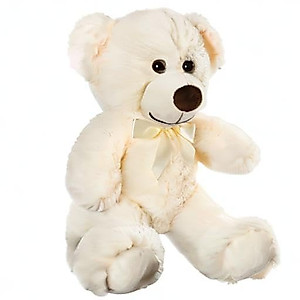 SHAFISH Plush Teddy Bear Cute Stuffed Animal Bear with Bow Plush Toys 13.8 Inches (Cream)