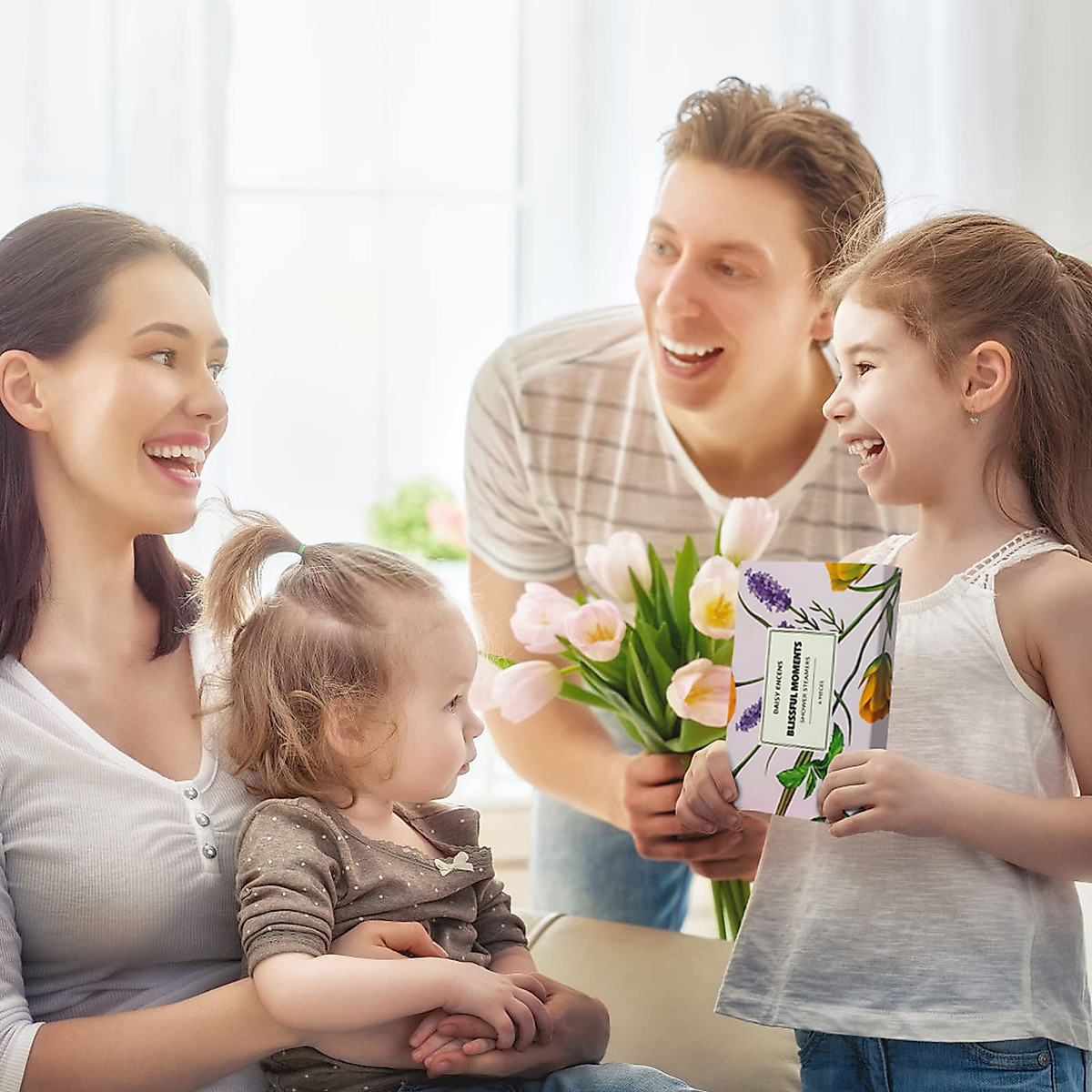 DAISY ENCENS Aromatherapy Shower Steamers for Home Spa Relaxation, 6 Pack Shower Bath Bombs with Pure Essential Oils, Moisturizes Skin, Self Care and Pampering Gifts for Her, Lavender, Rose