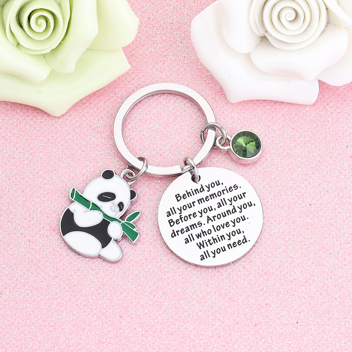 FEELMEM Animal Panda Bear Jewelry Behind You All Your Memories Panda Charm Keychain Spirit Animal Gift Panda Lovers Gift for Friends (Panda-ky)