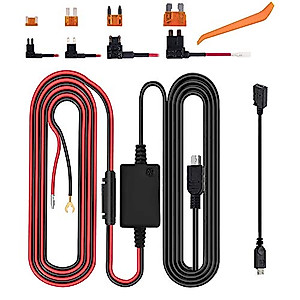 Dash Cam Hardwire Kit 12-24V to 5V / 3A, Micro USB & Mini USB Hard Wire Kit Fuse for Dashcam, Dash Camera Charger Power Cord, （ 13ft