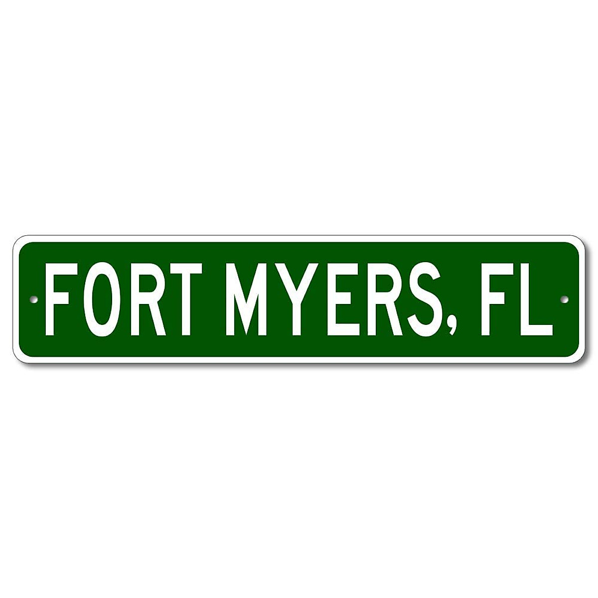 Fort Myers, Florida - USA City and State Street Sign - Personalized Metal Street Sign, Man Cave Destination Sign, Perfect Idea, Pub Bar Wall Decor - 4x18 inches