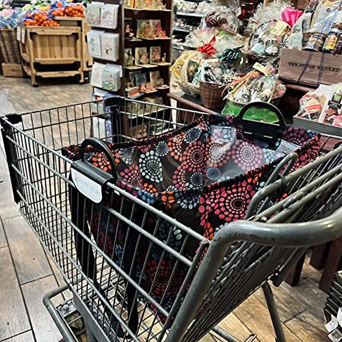 RoomForLife - Clever Shopper - Dual Handles +Shoulder Strap + Cart Handles - 1 Pocket - Collapsible - Reusable Sanitary Shopping Bag / Bright Lights