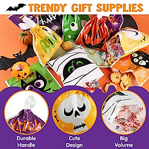 JOYIN 108 Pcs Halloween Drawstring Treat Bags with 9 Character Designs, Mini Halloween Goodie Gift Bags, Trick or Treat Candy Bags for Halloween Party Favor