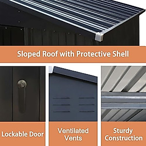 MUPATER Shed Outdoor Storage 10 x10 FT, Metal Shed Kit with Lockable Doors and Vents, Garden Furniture Tools Storage Shed House for Backyard, Patio and Lawn, Grey